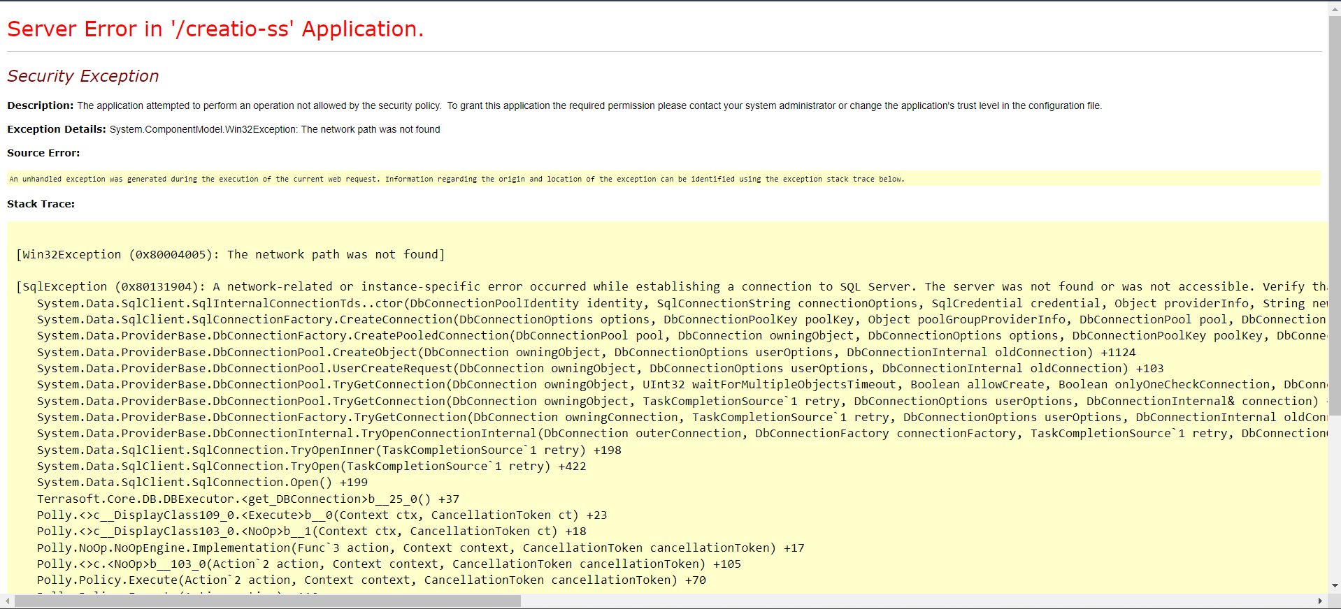 Security Exception Description The Application Attempted To Perform An Operation Not Allowed By